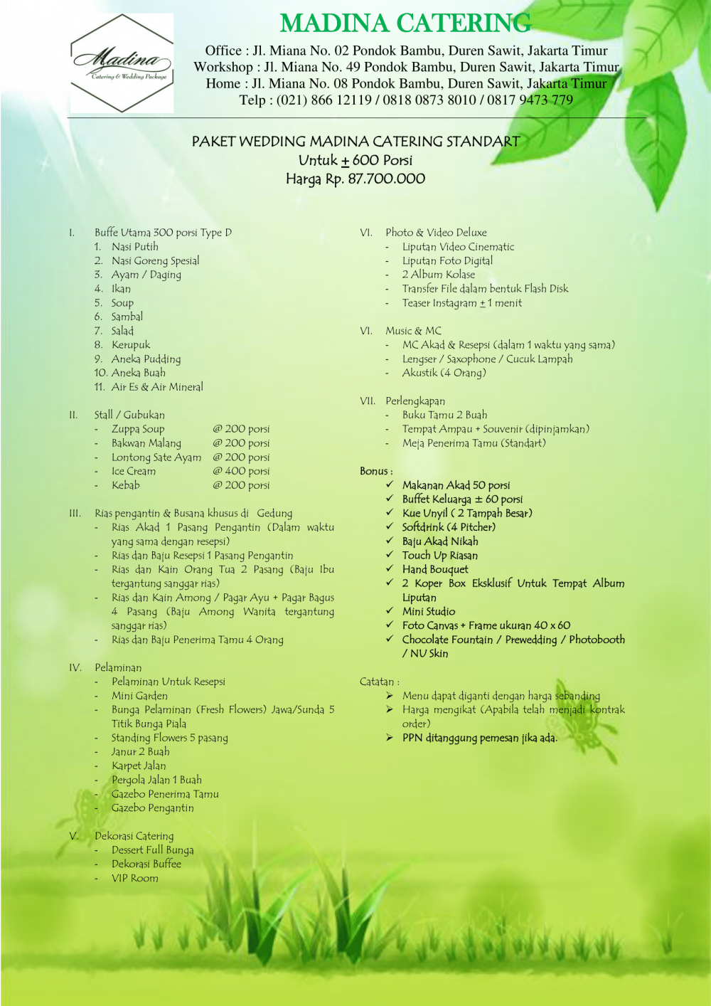 Madina Catering & Wedding Package - Wedding Market