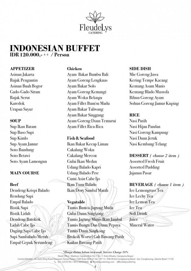 Paket Catering Menu Indonesian Buffet 100 pax by Fleudelys Catering ...